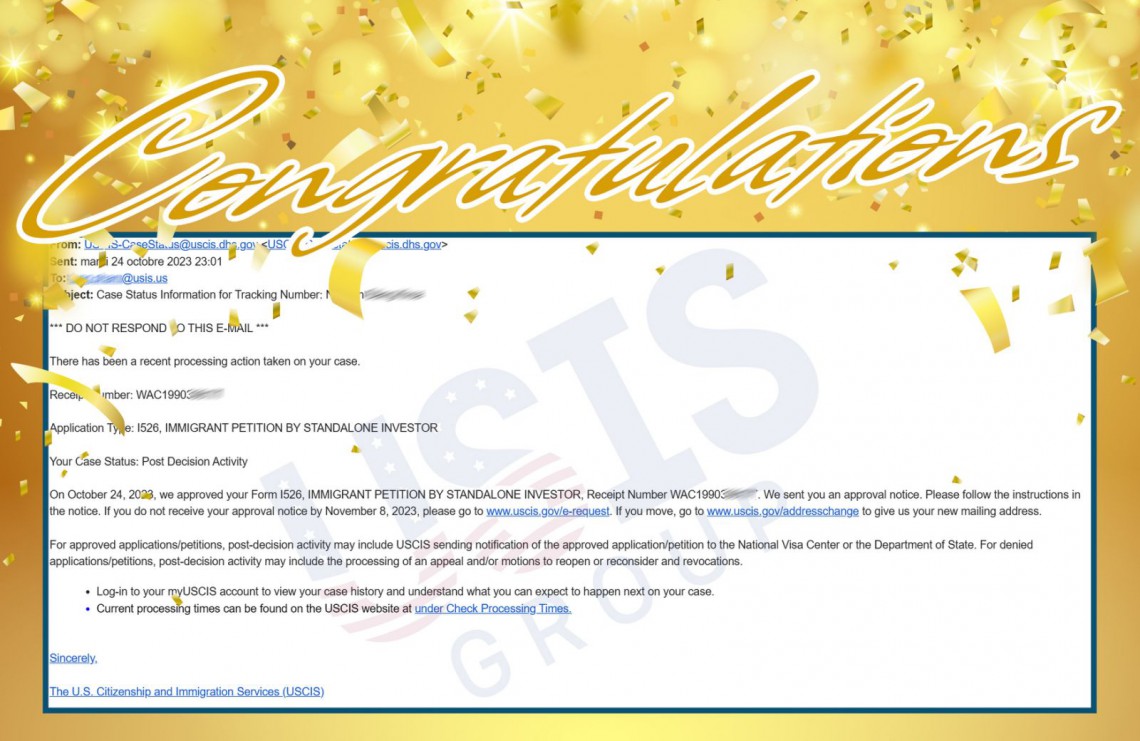 CHÚC MỪNG NHÀ ĐẦU TƯ USIS GROUP ĐƯỢC CHẤP THUẬN TRONG THÁNG 10.2023